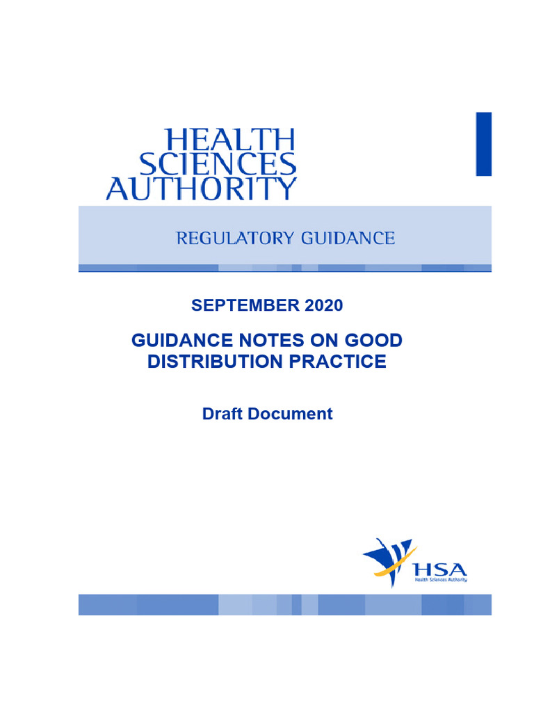HSA Guidance on Good Distribution Practice | PDF | Regulatory ...