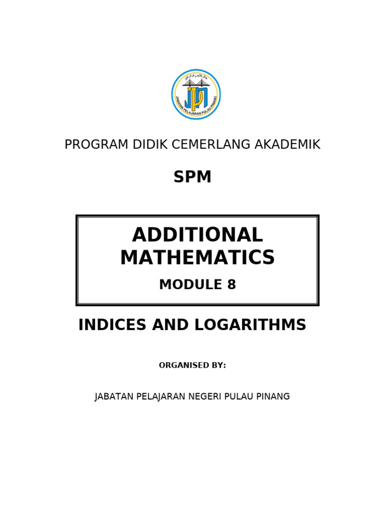 2.08) Add Math Module 08 (Indices and Logarithms) | PDF | Quadratic ...