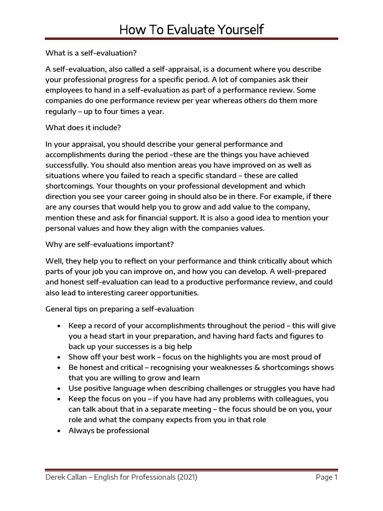 Self-Evaluation Guide for Professionals | PDF | Psychology | Social ...