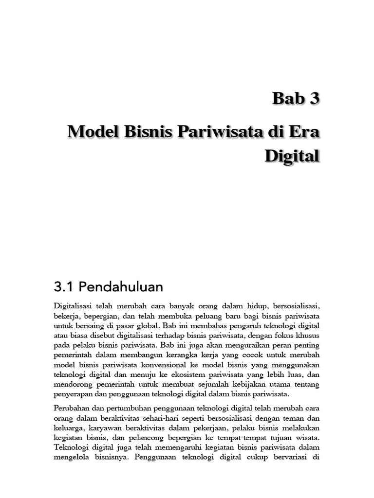 BAB 3 - Model Bisnis Pariwisata Di Era Digital | PDF | Komputer