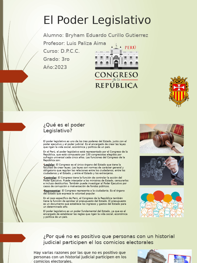 El Poder Legislativo | PDF | Ejecutivo (gobierno) | Estado (política)