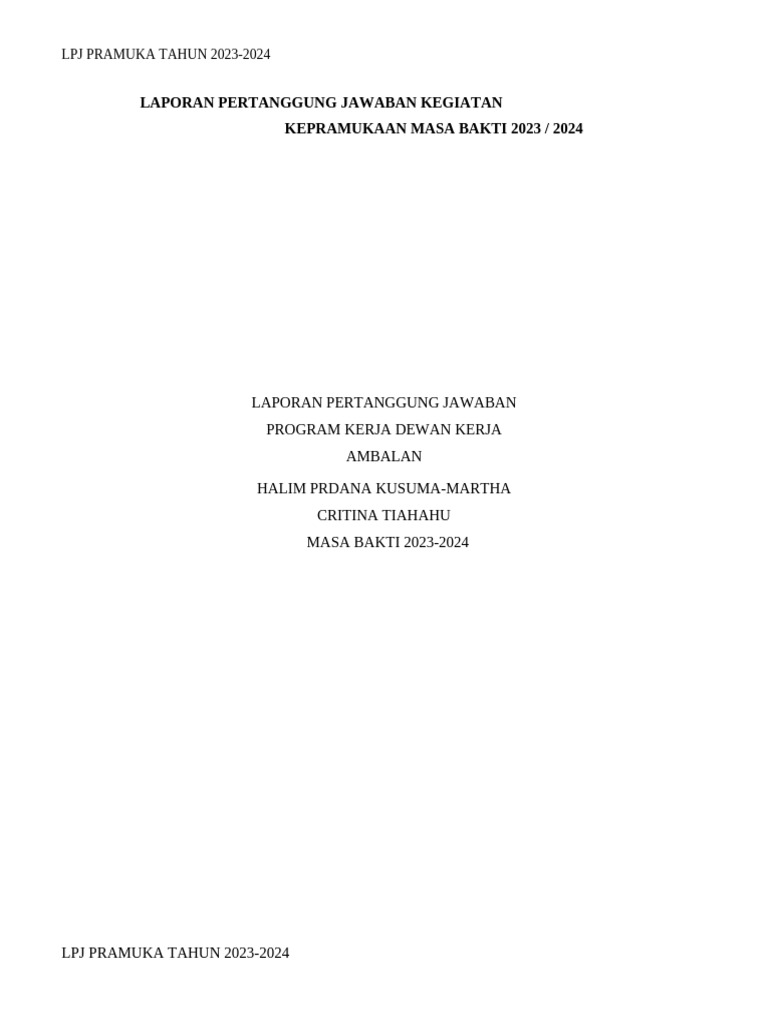 Updated LPJ Pramuka 2023 2024 | PDF