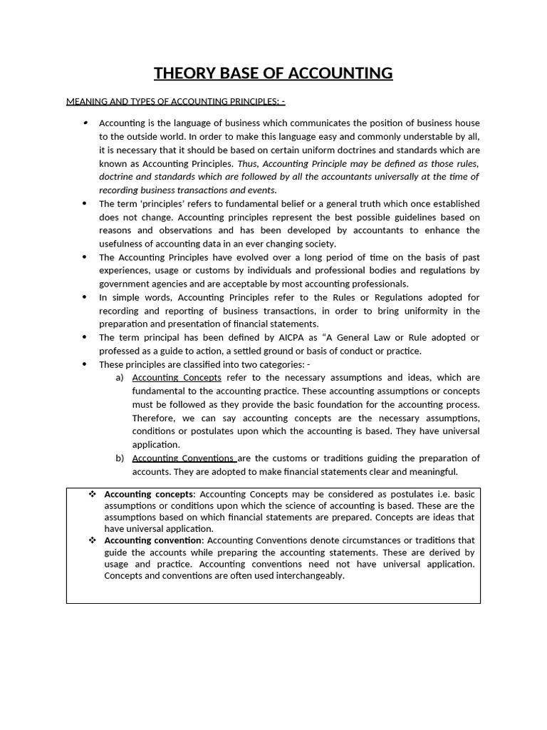 Theory Base of Accounting | PDF | Accounting | Concept