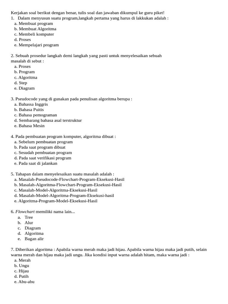 Soal dan Jawaban Algoritma Pemrograman | PDF | Komputer