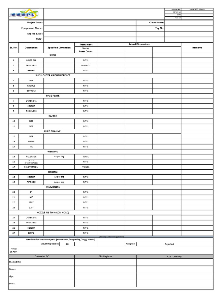 Tank Dimension Report | PDF | Mechanical Engineering | Industrial Processes