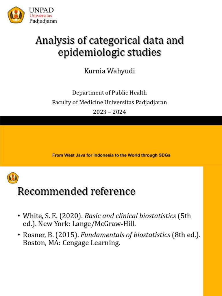 Analysis of Categorical Data and Epidemiologic Studies - Topic 8 22042024 | PDF | Cohort Study ...