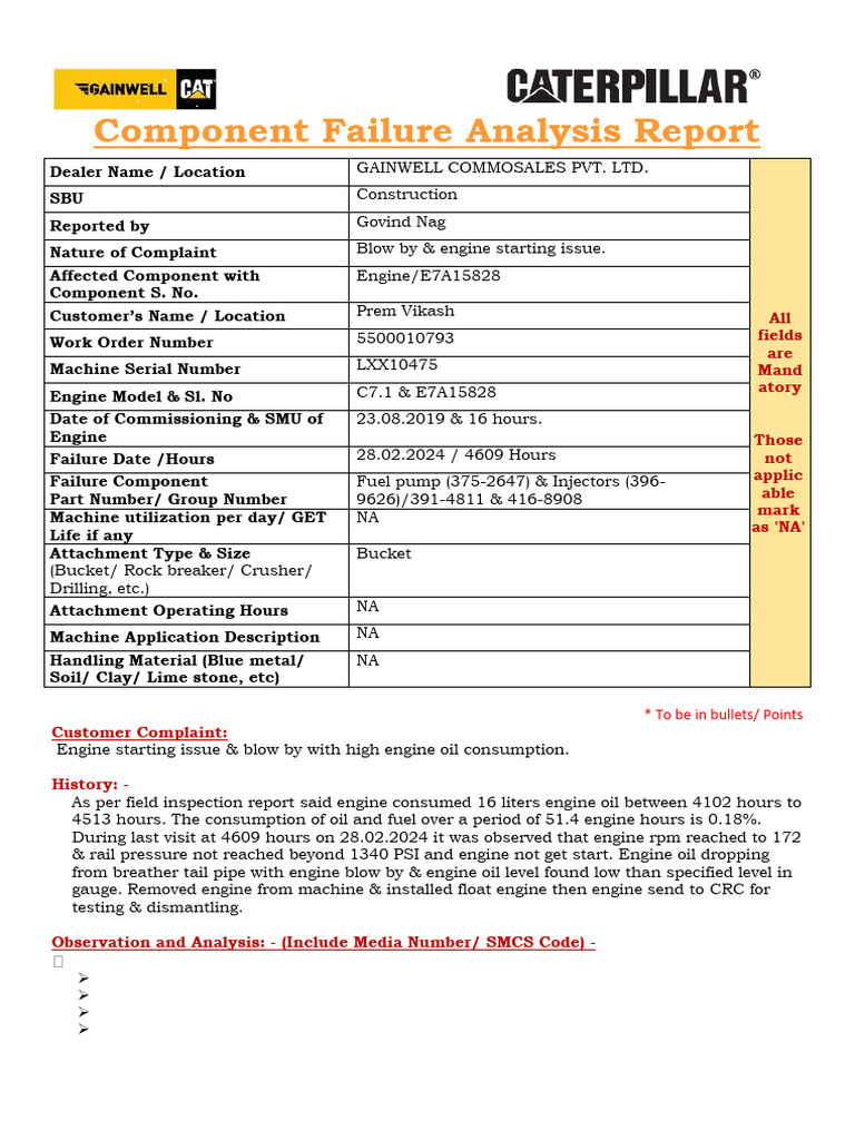 Engine Failure Analysis Report | PDF | Engines | Engineering