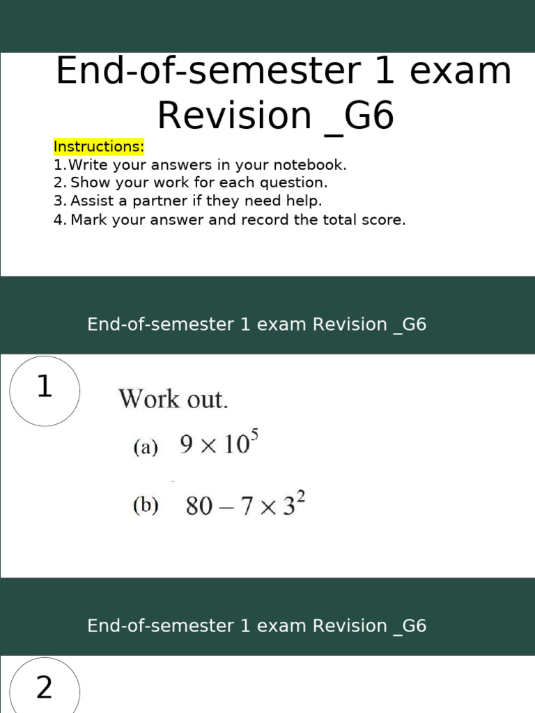 End-Of-Semester 1 Exam Revision - G6 | PDF | Elementary Mathematics