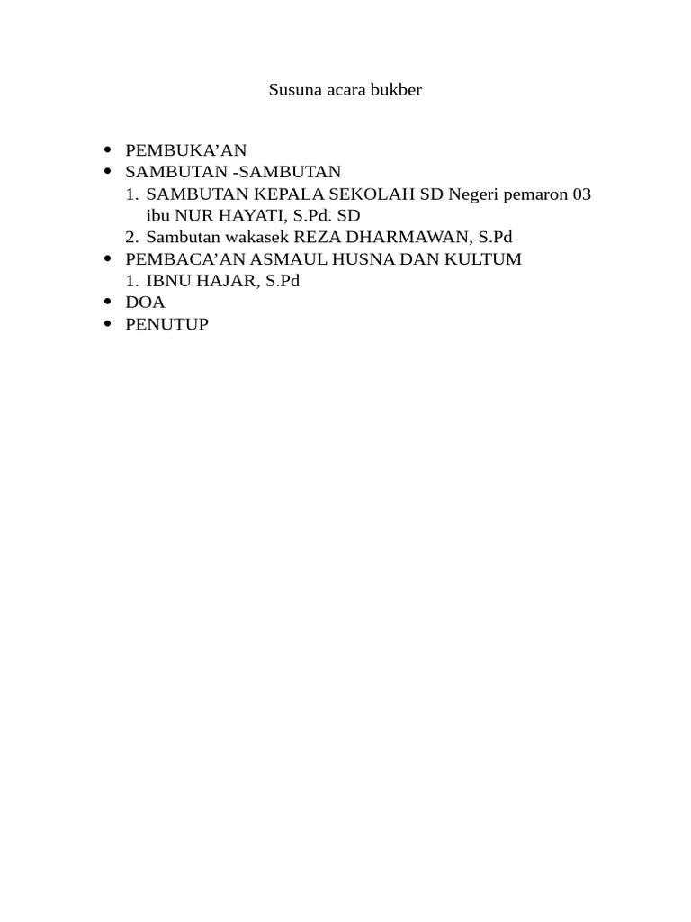 Susuna Acara Bukber | PDF | Kesehatan Holistik | Agama & Spiritualitas