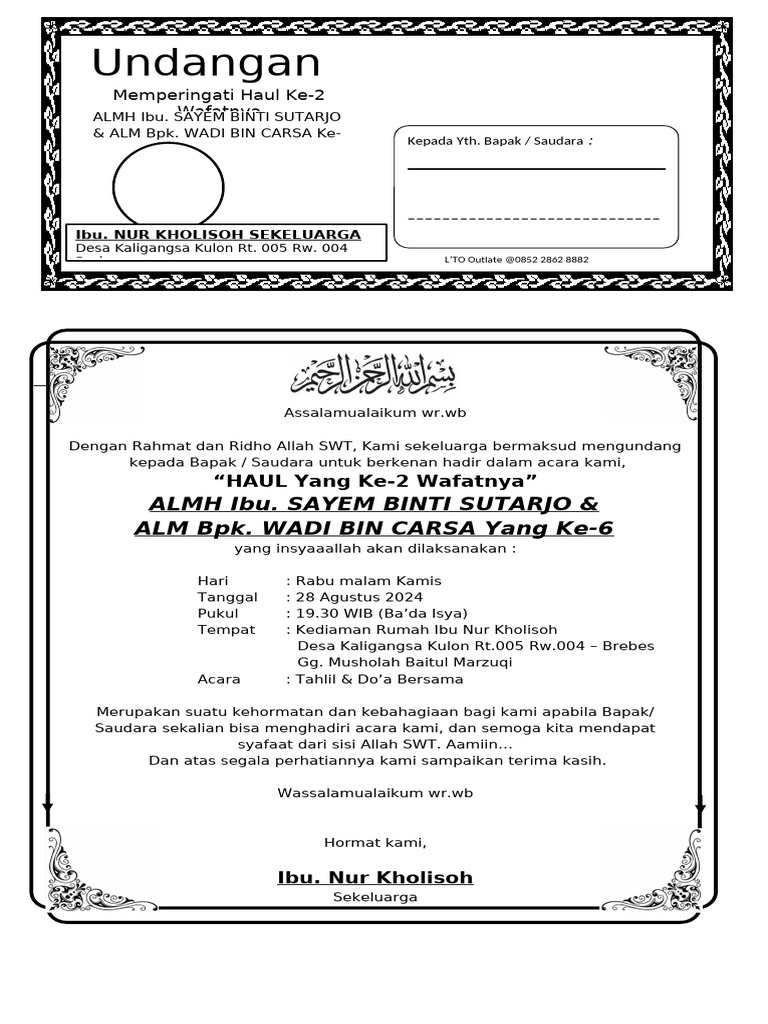 Undangan Haul | PDF