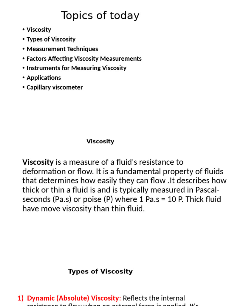 Viscosity and Measurement | PDF | Viscosity | Soft Matter