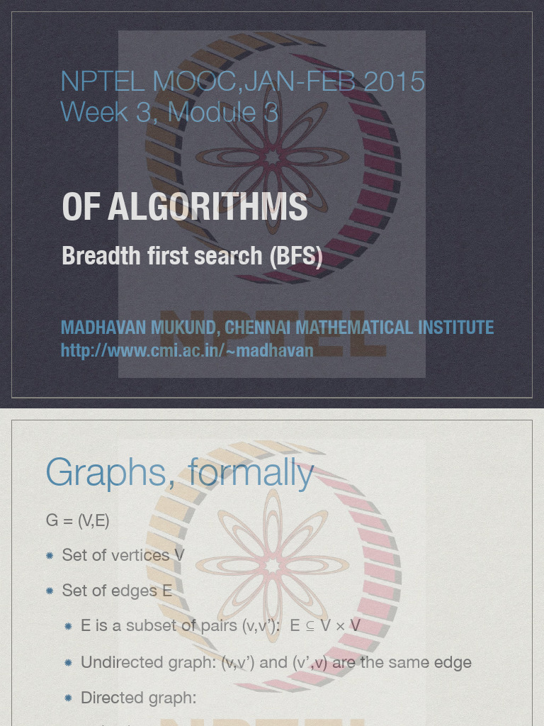 Nptel Week3 Module3 Bfs | PDF | Vertex (Graph Theory) | Algorithms