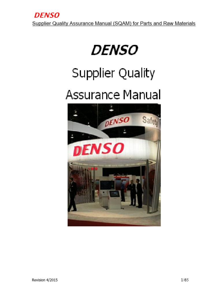 DENSO Supplier Quality Assurance Manual April 2015 | PDF | Quality ...