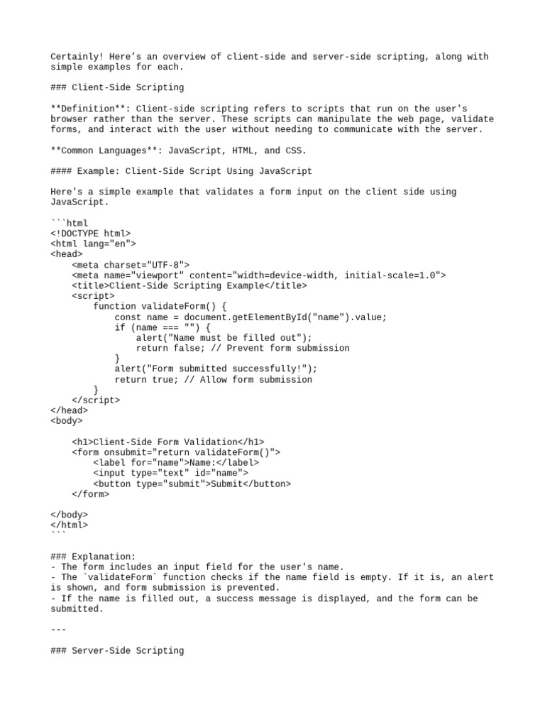 Client-Side vs Server-Side Scripting | PDF | Dynamic Web Page | World Wide Web