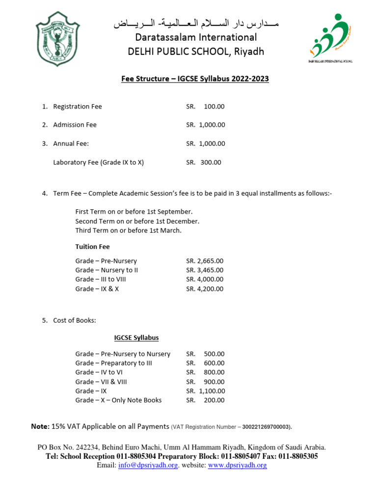 Igcse Fee Structure 2022 23 | PDF | Fee | Banking