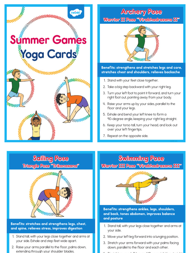 Color Summer Games Yoga Cards | PDF | Physical Exercise