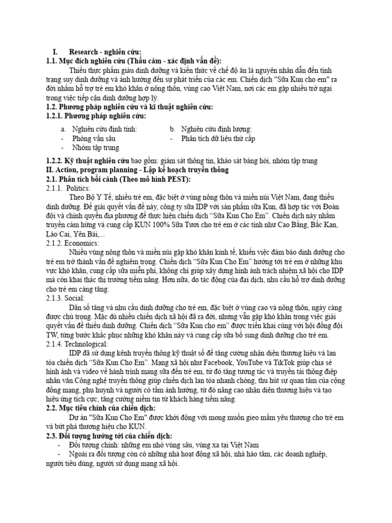 Chiến dịch sữa Kun cho em - bản tóm tắt | PDF