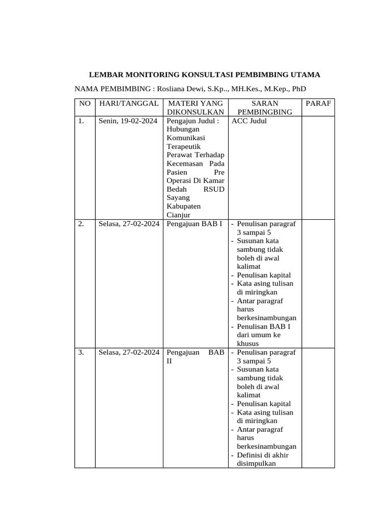 Lembar Monitoring Kosonultasi Pembing Utama Devit | PDF