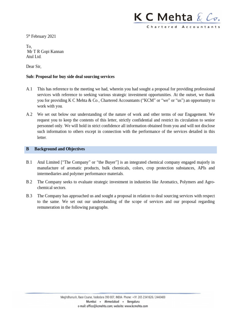K C Mehta Engagement Letter 19032021 | PDF | Debt | Legal Liability