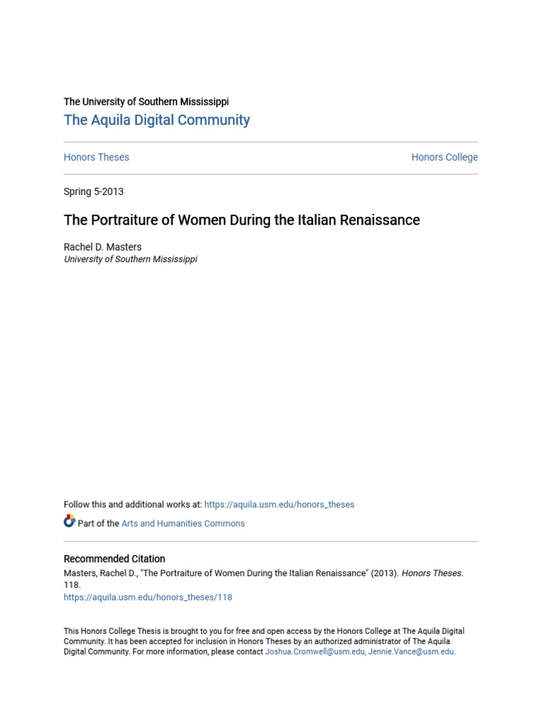 Women in Italian Renaissance Portraiture | PDF | Portrait Painting ...