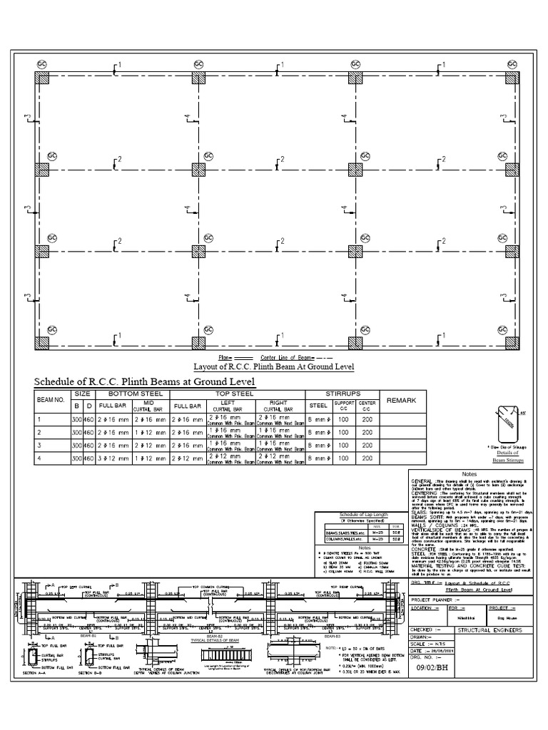 R.C.C. Plinth Beam Layout Drawing | PDF
