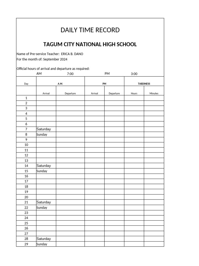 Daily Time Record-Wps Office | PDF