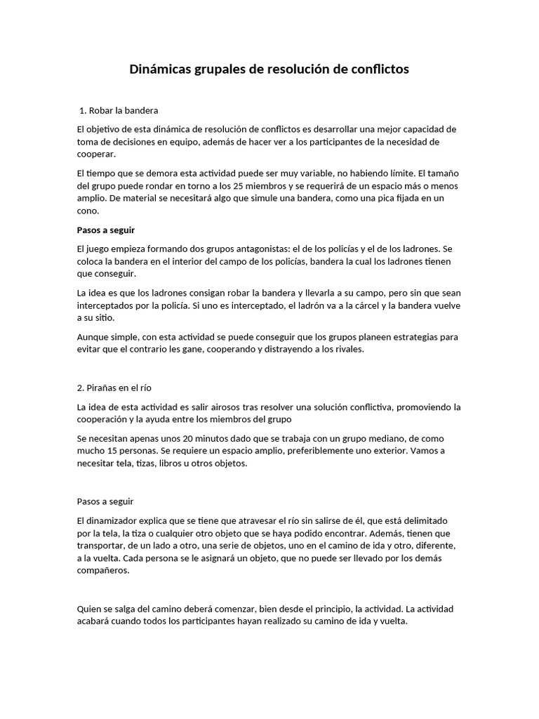 Dinámicas de Resolución de Conflictos | PDF