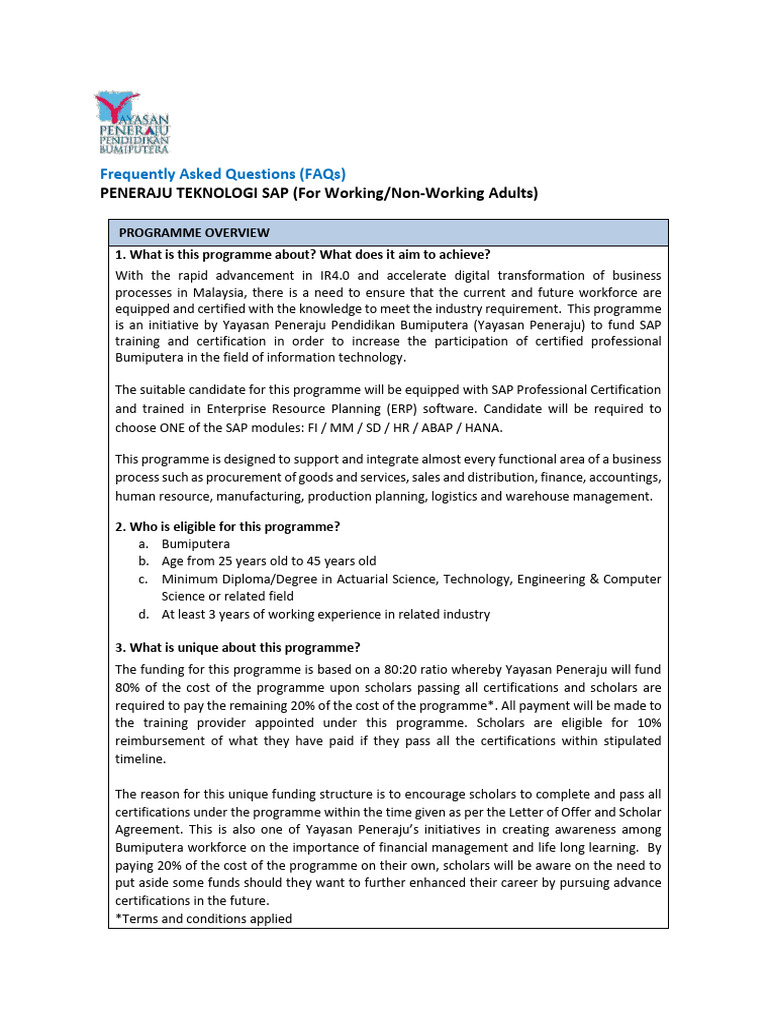 Yayasan Peneraju SAP Training Program | PDF | Business