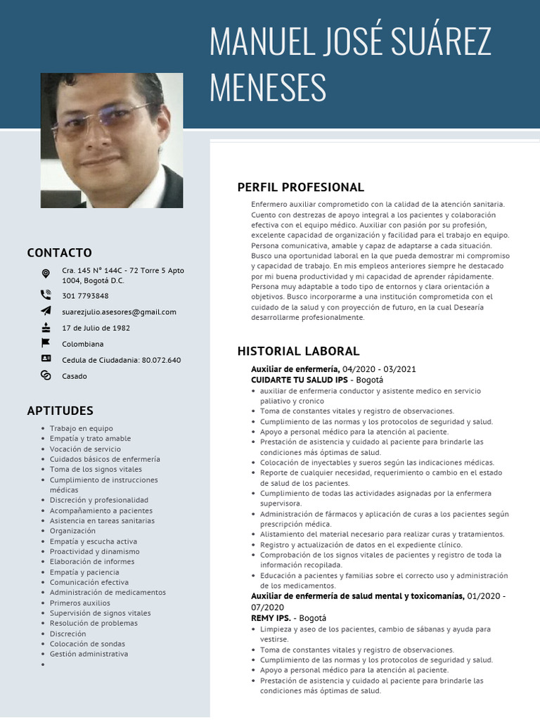 Mjs CV | PDF | Enfermería | Medicamentos con receta