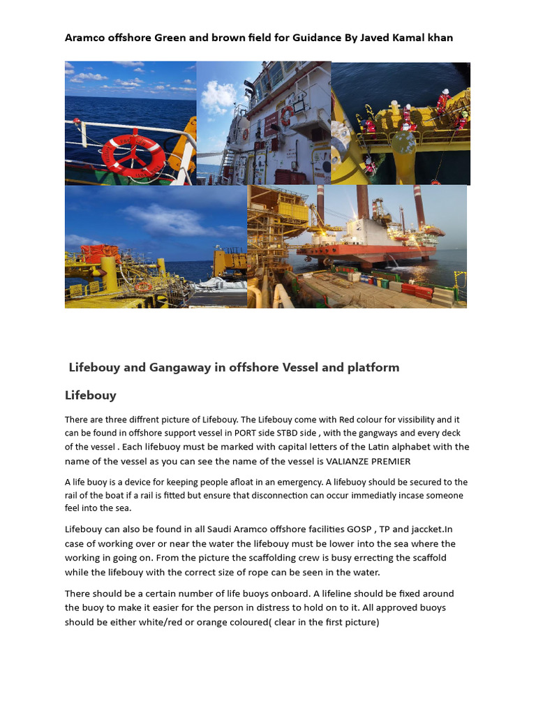 Lifebouy and Gangaway in Offshore Vessel and Platform-1 | PDF