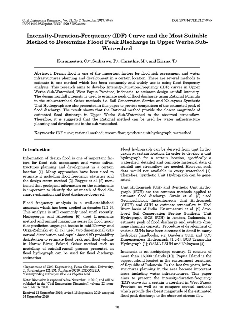 Intensity-Duration-Frequency IDF Curve and The Mos | PDF | Discharge ...