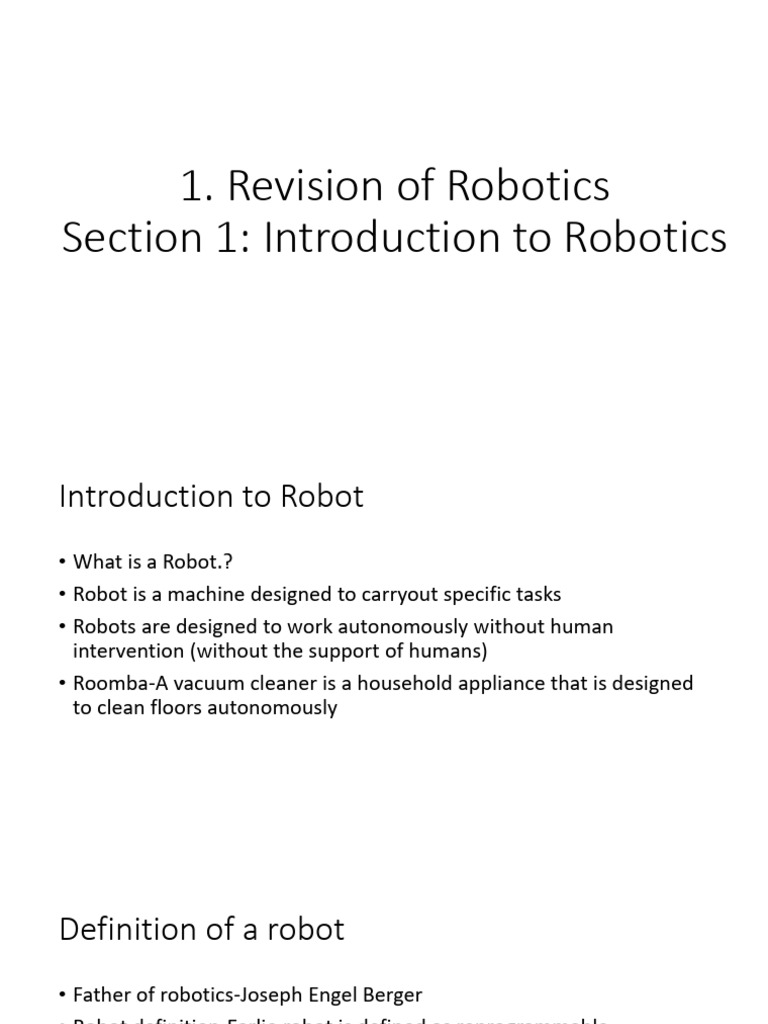 Sec 1 Introduction To Robotics | PDF | Robot | Robotics
