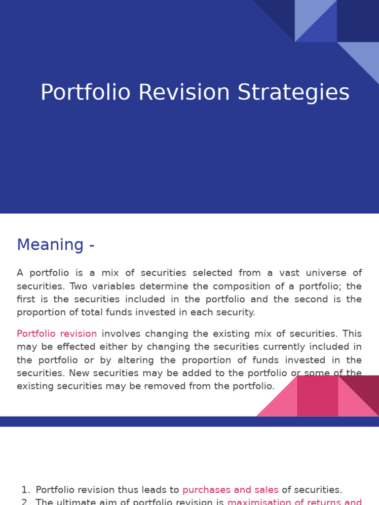 Portfolio Revision Strategies | PDF | Securities (Finance) | Investing