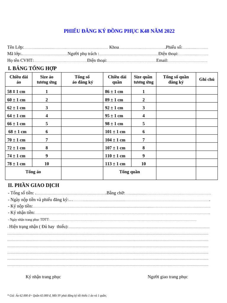 Mau Phieu Dang Ky Theo Lop | PDF