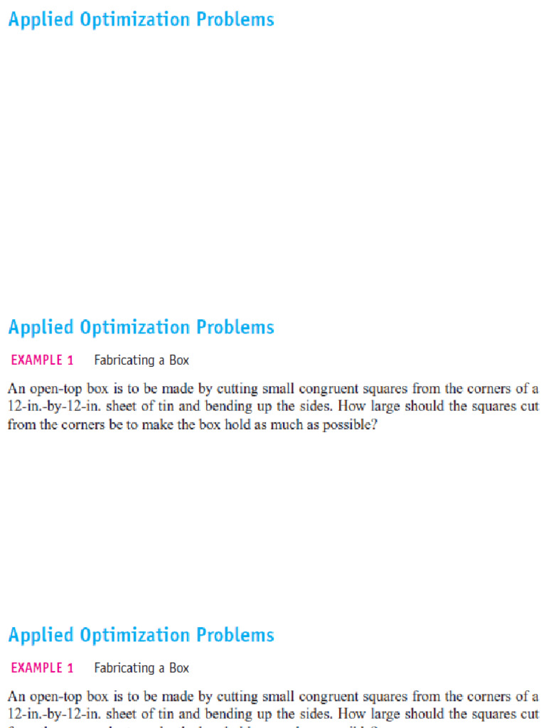 Applied Optimization Problems + L'Hopital's Rule | PDF