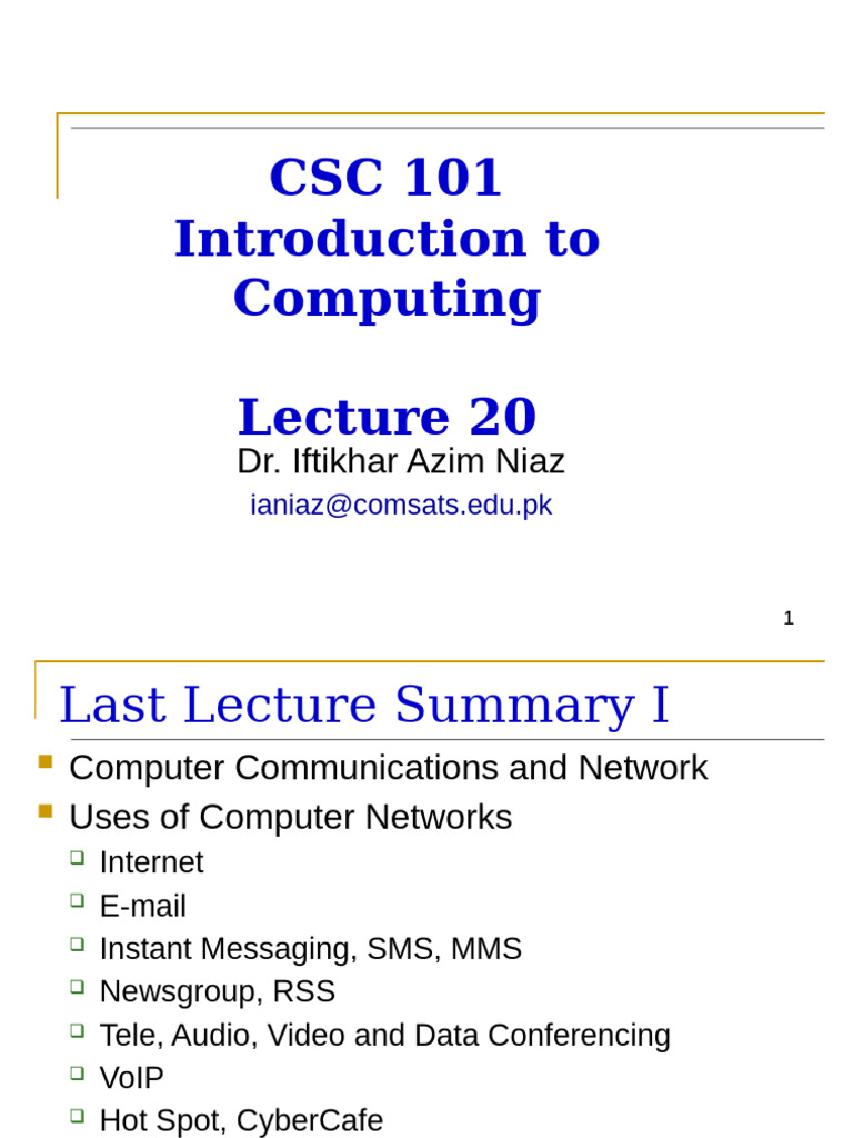 Lecture 20 | PDF | Computer Network | Modem