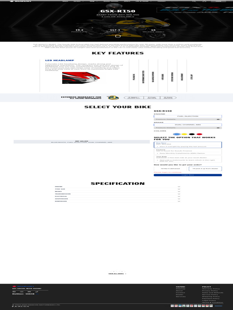 GSX-R150 - Suzuki Bangladesh - RMBL | PDF | Motorcycle | Anti Lock Braking System