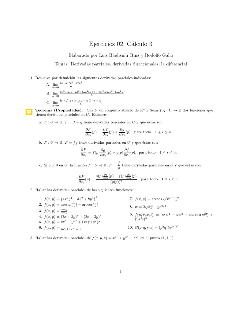 Ejercicios 02 | PDF | Derivado | Ecuaciones