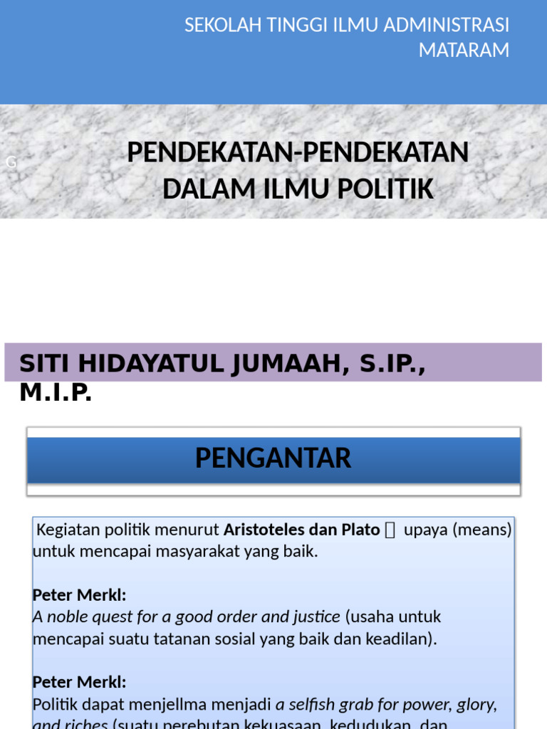 Pendekatan dalam Ilmu Politik | PDF
