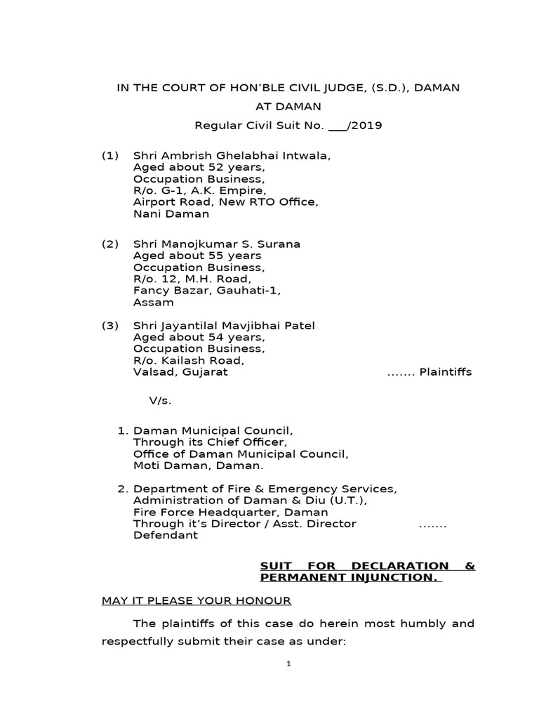 Ambrish Ghelabhai Intwala - DMC - CIVIL SUIT-FINAL | PDF | Lawsuit ...