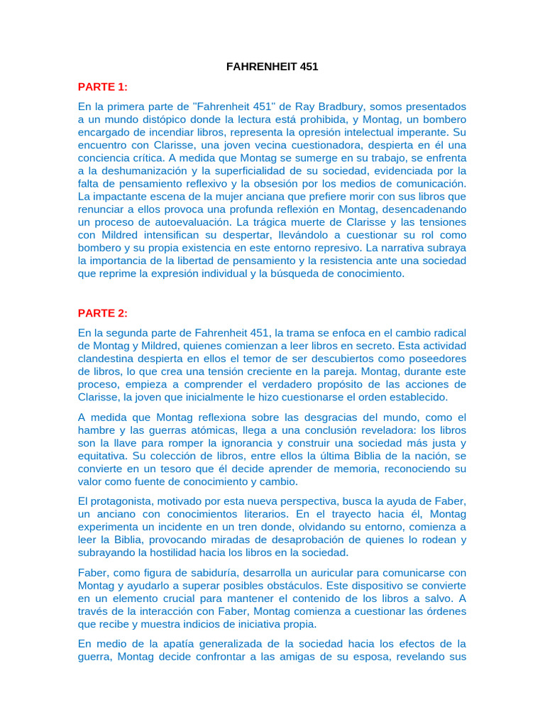 Fahrenheit 451 Resumen | PDF