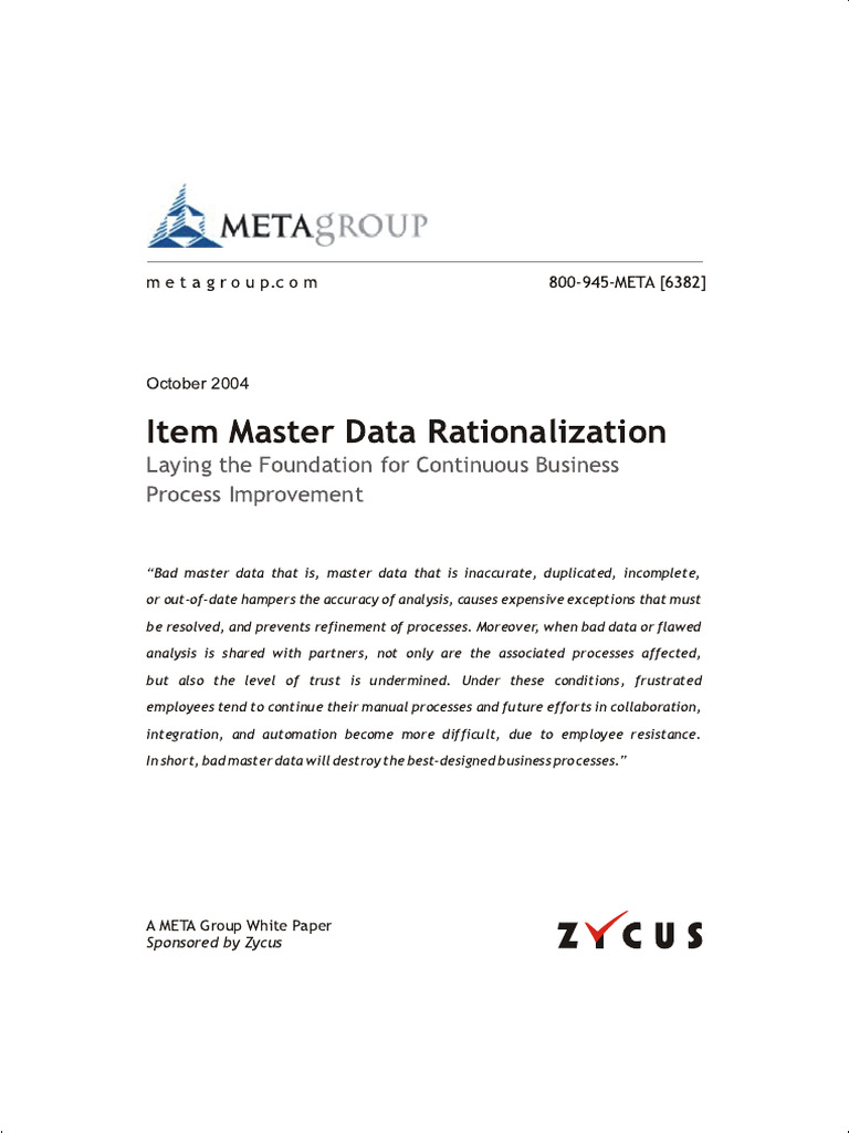 Item Master Data Rationalization Laying The Foundation For Continuous ...