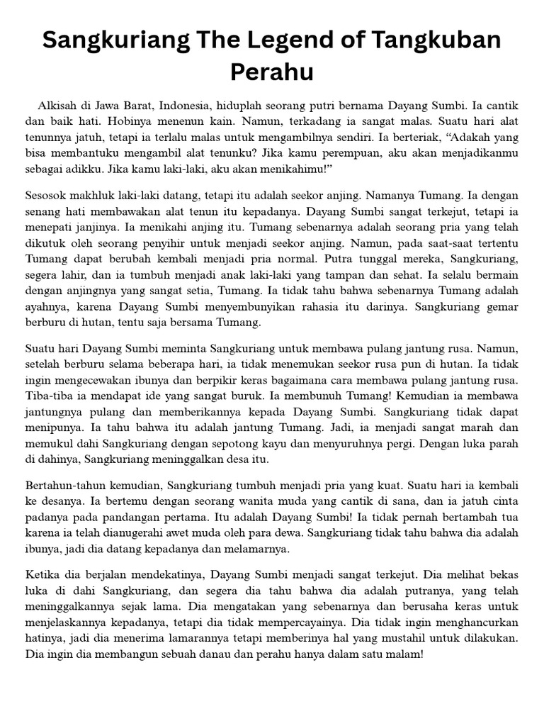 Legenda Sangkuriang & Tangkuban Perahu | PDF | Puisi