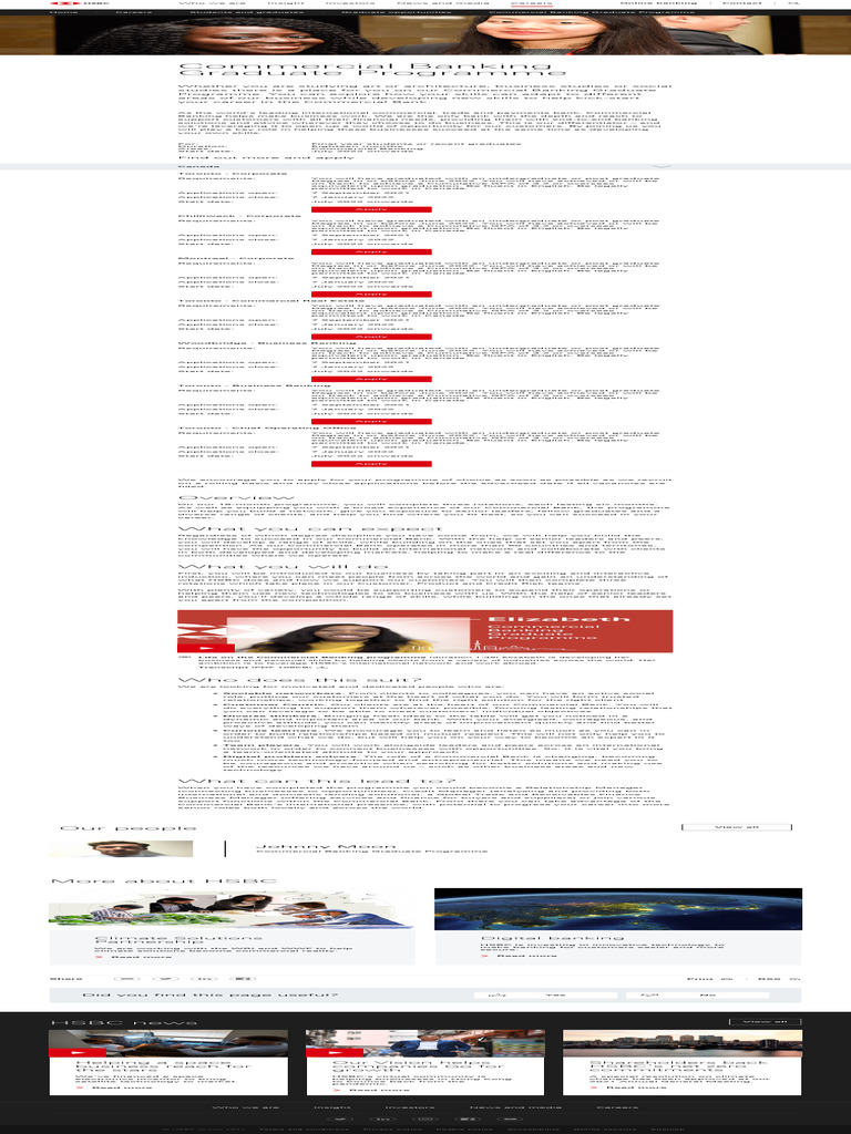 Commercial Banking Graduate Programme - HSBC Holdings PLC | PDF | Banks