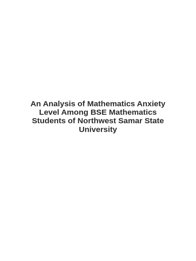 TITLE 3 Mathematics Anxiety | PDF | Anxiety | Mathematics