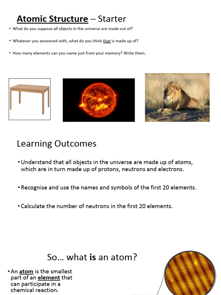 Atomic Structure Year 10 | PDF | Chemical Elements | Atoms