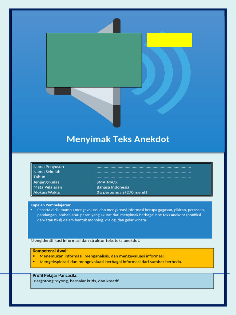 Modul Ajar Kombi Klas X Bab 2 Teks Anekdot | PDF