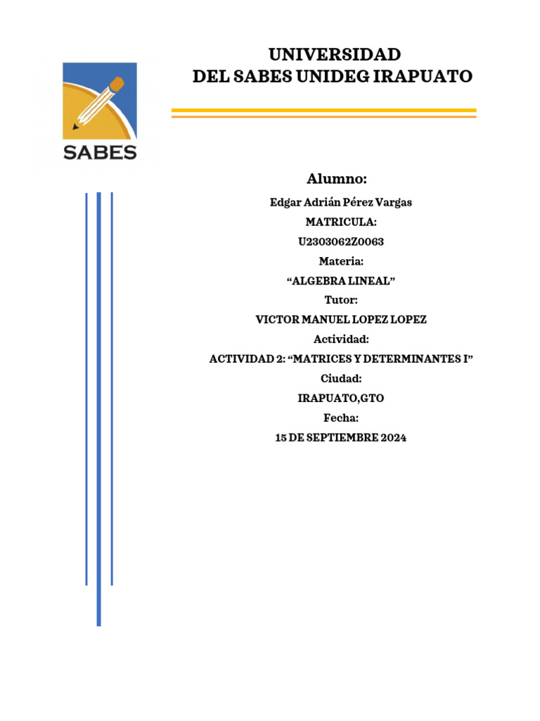 Edgar Perez Act2 AlgebraLineal | PDF