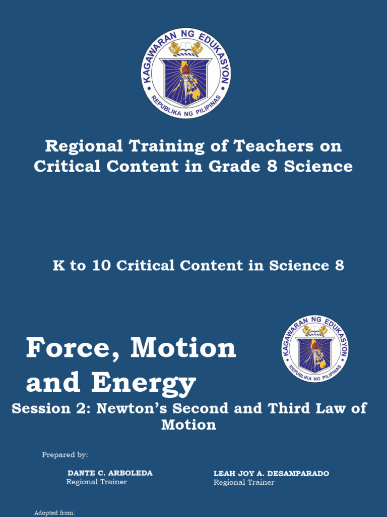 Force and Motion - Session 02 - Newton's Second Law of Motion | PDF ...