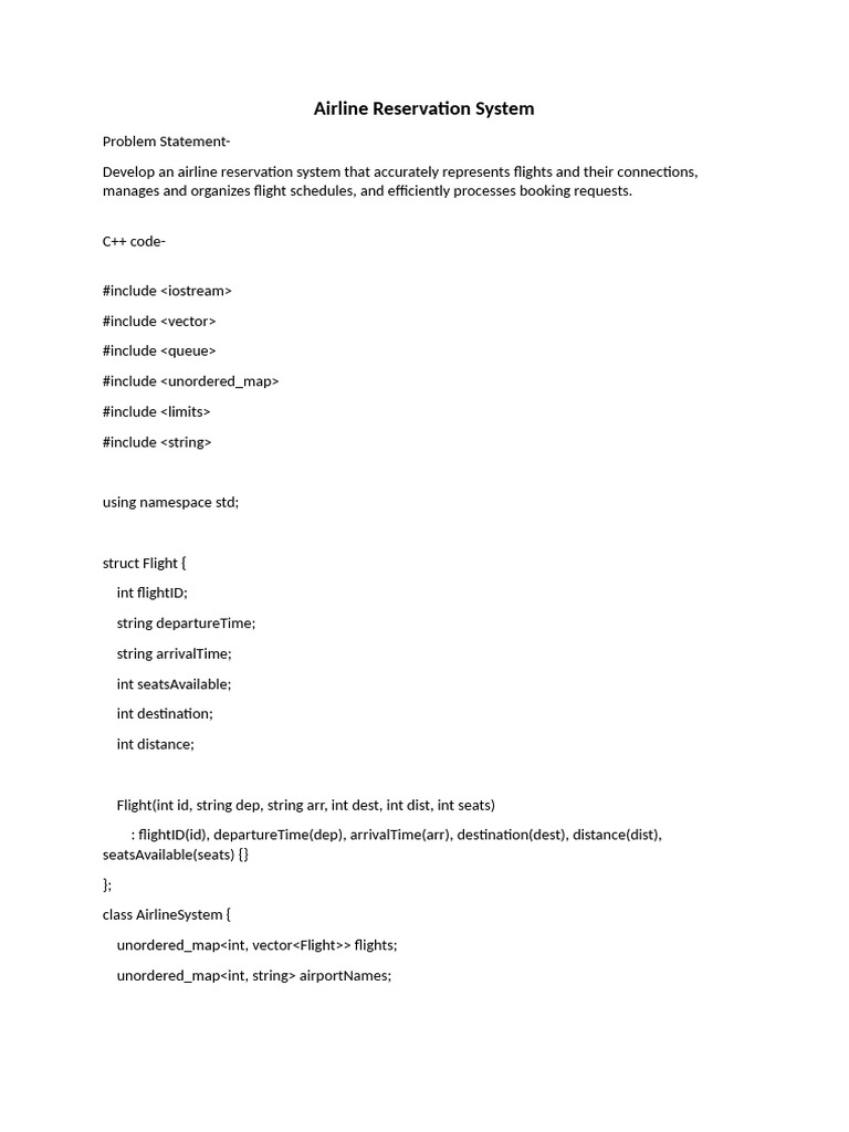 Airline Reservation System Guide | PDF | Computer Programming | Algorithms And Data Structures